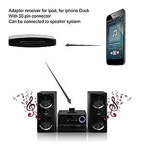 Bluetooth Sound Adapter, Bluetooth Adapter Receiver 10.9yd Transmission Distance ABS 4Mbps Bluetooth 2.0 Plug and Play 30pin for Music Player
