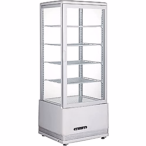 INTSUPERMAI Commercial Glass Refrigerated Cake Display Case with Interior LED Lighting Beverage Cake Refrigerator Showcase with Automatic Defrost 110V