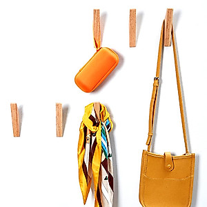 LONANGG Pack 6 Wooden Hooks Wall Hooks, Coat Hooks, Rubber Wood Hooks Wall Hangers Hooks for Hanging Coats, Hats Hooks, Bags Hooks Towels Hooks, Decorations Triangle Hook (6hook Rubber Wood Triangle)