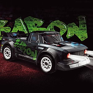 fisca 1/16 Remote Control High Speed Car, 4WD RC Drifting Racing Cars Fast 20MPH Truck 2.4Ghz Off-Road 4X4 Buggy Car Speed & Steering Control Vehicle Toy with Lights for Kids and Adults