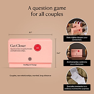 Intelligent Change Get Closer Conversation Cards for Couples, Intimacy Deck Card Game, Fun Date Night Ideas, 100 Icebreaker Couple Questions to Strengthen Bonds and Relationships