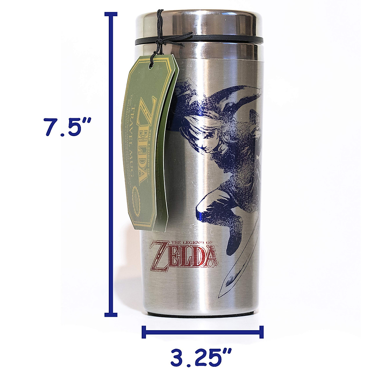 Paladone The Legend of Zelda Metal Tumbler, Double-Walled Stainless Steel Travel Mug, Gifts for Legend of Zelda Gamers