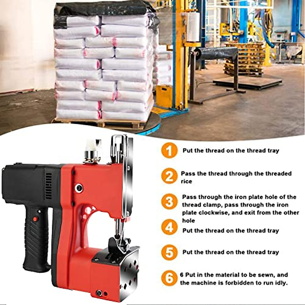 Bag Closing Machine,Portable Bag Closer,Automatic Woven Bag,18000 Rpm 2600 Stitches/Min-2 Seconds/Bag,Kraft Paper Bags,Pp/Pe Woven Bags,Composite Bags,Sacks,Leather,Agriculture,Red