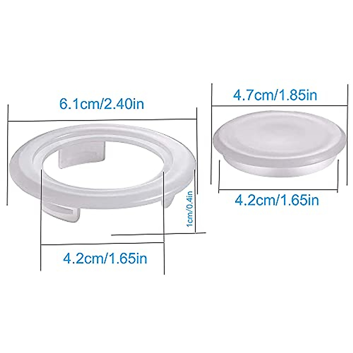 KECHIO 2 Inch Patio Table Umbrella Hole Ring and Cap Set, Standard Size Umbrella Thicker Hole Ring Plug and Cap Set (Translucent, 2 Set)