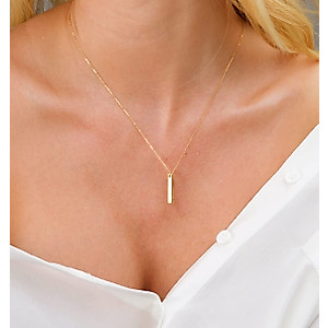 Aghfacy Dainty Bar Necklace for Women | Cute Bar Pendant Choker | Bar Necklace Gold | Tiny Bar Pendant Necklaces | Layered Bar Necklace
