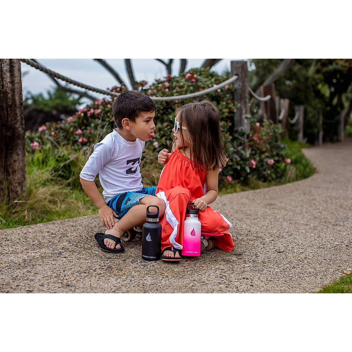 HYDRO CELL Stainless Steel Water Bottle with Straw & Standard Mouth Lids (32oz 24oz 20oz 16oz) - Keeps Liquids Hot or Cold with Double Wall Vacuum Insulated Sweat Proof Sport Design (Black 16oz)*