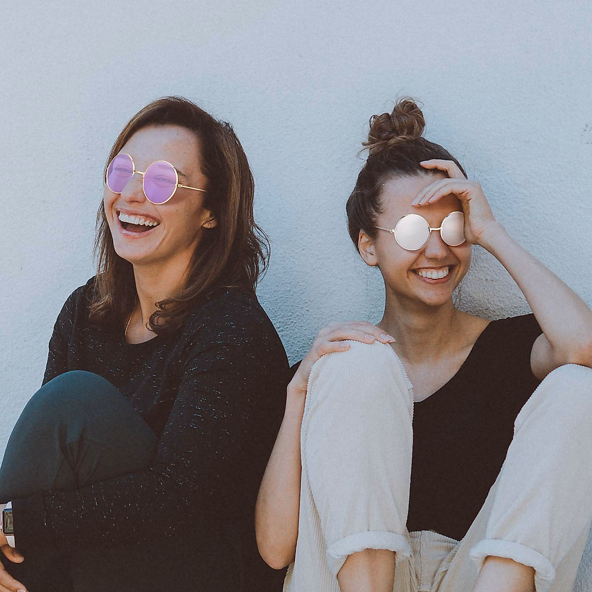 Fiada 16 Pairs Round Hippie Glasses Colorful Retro Hippie Glasses for Men Women 60's Circle Glasses for Costumes Party Favors(Rainbow Color Set)