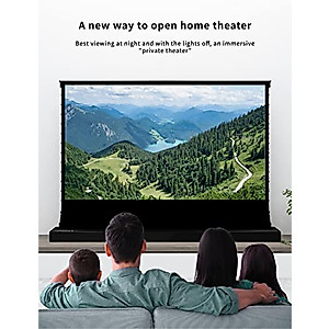 VIVIDSTORM Since 2004-Projector Screen,Pearlescent Cinema White Plus Screen,Black Housing Motorized Floor-Rising Projection Screen,VSDSTZW72H