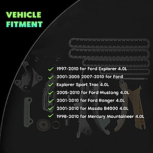 SCITOO Timing Chain Kit for 2005-2010 Ford Mustang 1997-2010 Ford Explorer 1998-2010 Mercury Mountaineer 2001-2008 Mazda B4000 4.0L V6