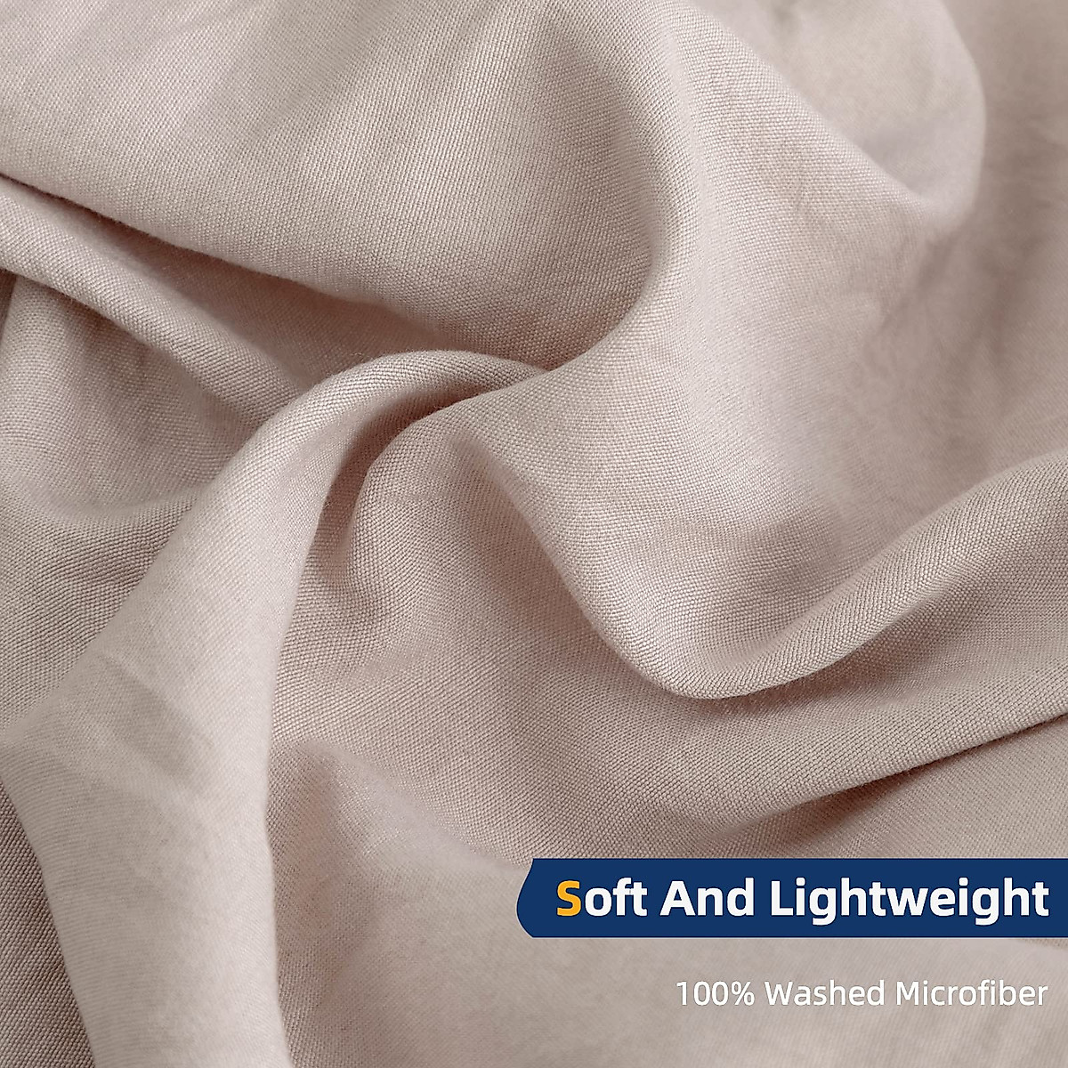 Argstar Khaki Button Duvet Cover Set Queen Size with Extra 2 Pillowcases (20''x26'')