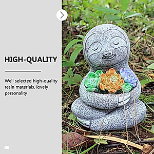Happyyami Courtyard Garden Decoration Resin Flower Plant Pot Animal Statue Bradypode Figurine Jungle Figurines for Landscape Bonsai Crafts Decorations Mini Sloth Figure