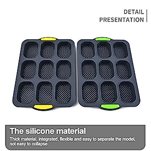 Mini Baguette Pan Silicone Bread Pan 8 Grid Silicone Baguette Baking Tray Non Stick Perforated Pan Cake Baking Mould French Bread Molds Kitchen Baking Tools (b)