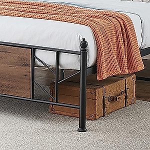 IDEALHOUSE Queen Bed Frame with Headboard, Upgraded Wood Platform Bed Frame with Sturdy Metal Slats Support, 12" Under Bed Storage, No Box Spring Needed, Easy Assembly, Noise Free