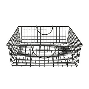 Spectrum Stowaway Wire Large Basket (Industrial Gray) - Storage Bin & Décor for Bathroom, Closet, Pantry, Under Sink, Toy, Shelf, Kitchen, & Nursery Organization