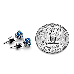 MUIBLU Sterling Silver 6mm Created Opal Stud Earrings 3 Pack Set, Hypoallergenic Fashion Jewelry