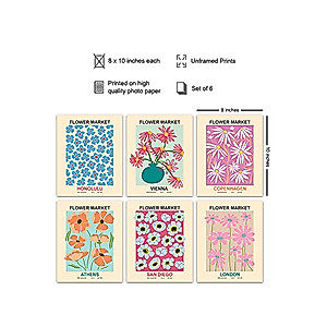 Abstract Minimalist Wall Art & Decor - Mid Century Modern Wall Art - Aesthetic Pictures Set - Gallery Wall Art - Museum Poster - Flower Market Sign - Contemporary Wall Art - Matisse Style Poster Print