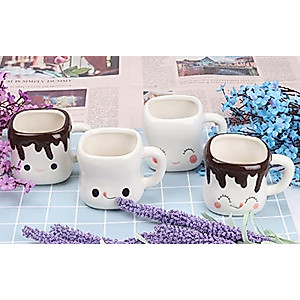 Marshmallow Mugs Set of 4 with Handle Cute Marshmallow Cups Cute Mugs for Kids Hot Chocolate Cocoa Mugs Gifts for Kids Women Christmas Mugs Mother's Day Cute Coffee Mug Set 6OZ