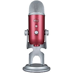 Blue Yeti USB Mic for Recording & Streaming On PC & Mac, 3 Condenser Capsules, 4 Pickup patterns, Headphone Output & Volume Control, Mic Gain Control, Adjustable Stand, Plug & Play - Steel Red