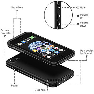 Diverbox iPhone SE 2020 Waterproof Case iPhone 8 Waterproof Case,Waterproof Shockproof IP68 Full-Body Sturdy Case Built-in Screen Protector, Durable Underwater for Full Sealed Cover 4.7 in (Black)