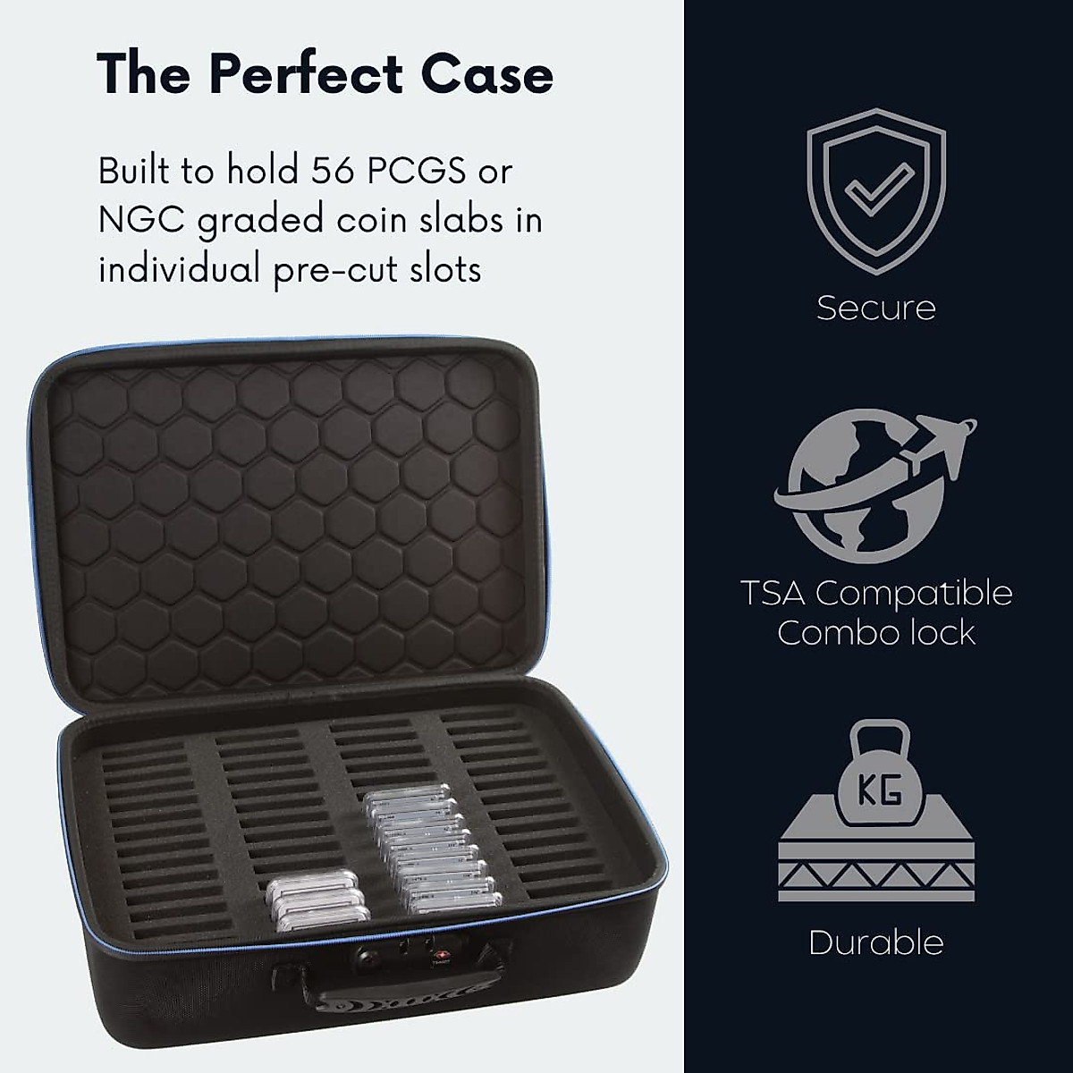 Card Titan PRO Graded Coin Case with 56 Slots for PCGS or NGC Graded Coin Slab - Individual Slots for Graded Coins - Protects and Perfectly Fits NGC and PCGS Coin Cases - Coin Collection Supplies