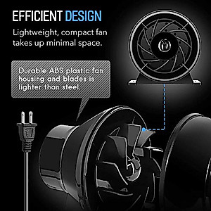 iPower 4 Inch 195 CFM Inline Fan Circulation Vent Blower, Air Carbon Filter and 8 Feet Flexible Ducting for Grow Tent Ventilation, Exhaust, 4" Fan & Filter, HVAC Heating Cooling