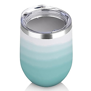 silichee 20 Oz Stainless Steel Wine Tumbler with Lid Turquoise Green Watercolor Background Insulated Tumblers Vacuum Coffee Mugs for Hot and Cold Drinks,Coffee,Wine