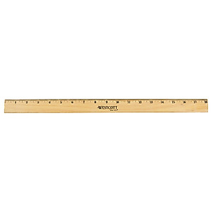 Westcott 05018 Beveled Wooden Ruler with Single Metal Edge, 18 Inch