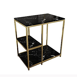 LIRUXUN Marble Living Room Tea Cabinet Corner Several Light Mobile Small Tea Table Sofa Side Several Cabinets Tea Side Table Boil (Color : Gold+Black, Size : 60 * 40 * 65)