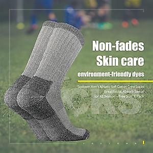 SOX TOWN Men's Merino Wool Cushion Crew Socks Moisture Wicking Control for Outdoor Hiking Work Boot Thermal Warm All Seasons(Black L)