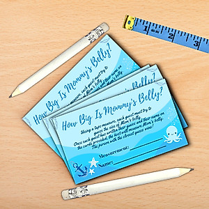 How Big is Mommys Belly Game Nautical Cinta para medir la Panza Measure The Belly Baby Shower Game 62 Piece for 50 Players Ahoy its a Boy Baby Bump Measuring Tape Game