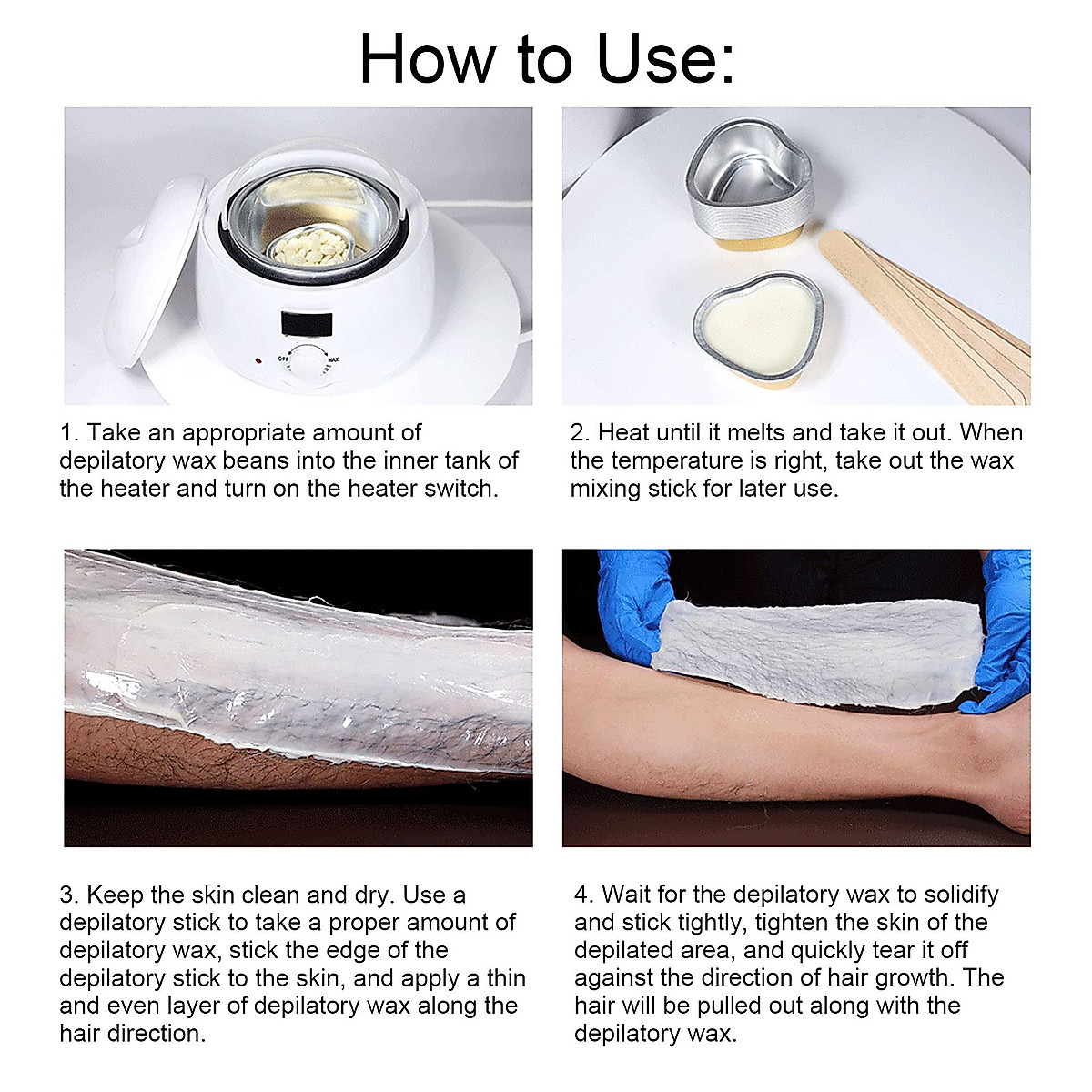 Hard Wax Bean, Depilatory Wax Bead 8.8oz Pearly Lustre Compact Professional Portable for Home for Face Underarm for Legs Bikini Area(Pearly Chamomile)