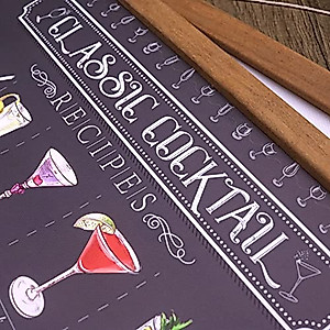 SAGUEYU Family Cocktail Guide Recipe Poster Painting on Canvas Wine Mixology Drink Wall Art Bar Pub Kitchen Dining Room Home Wall Decor 15.7 X 27 Inch (With Frame)