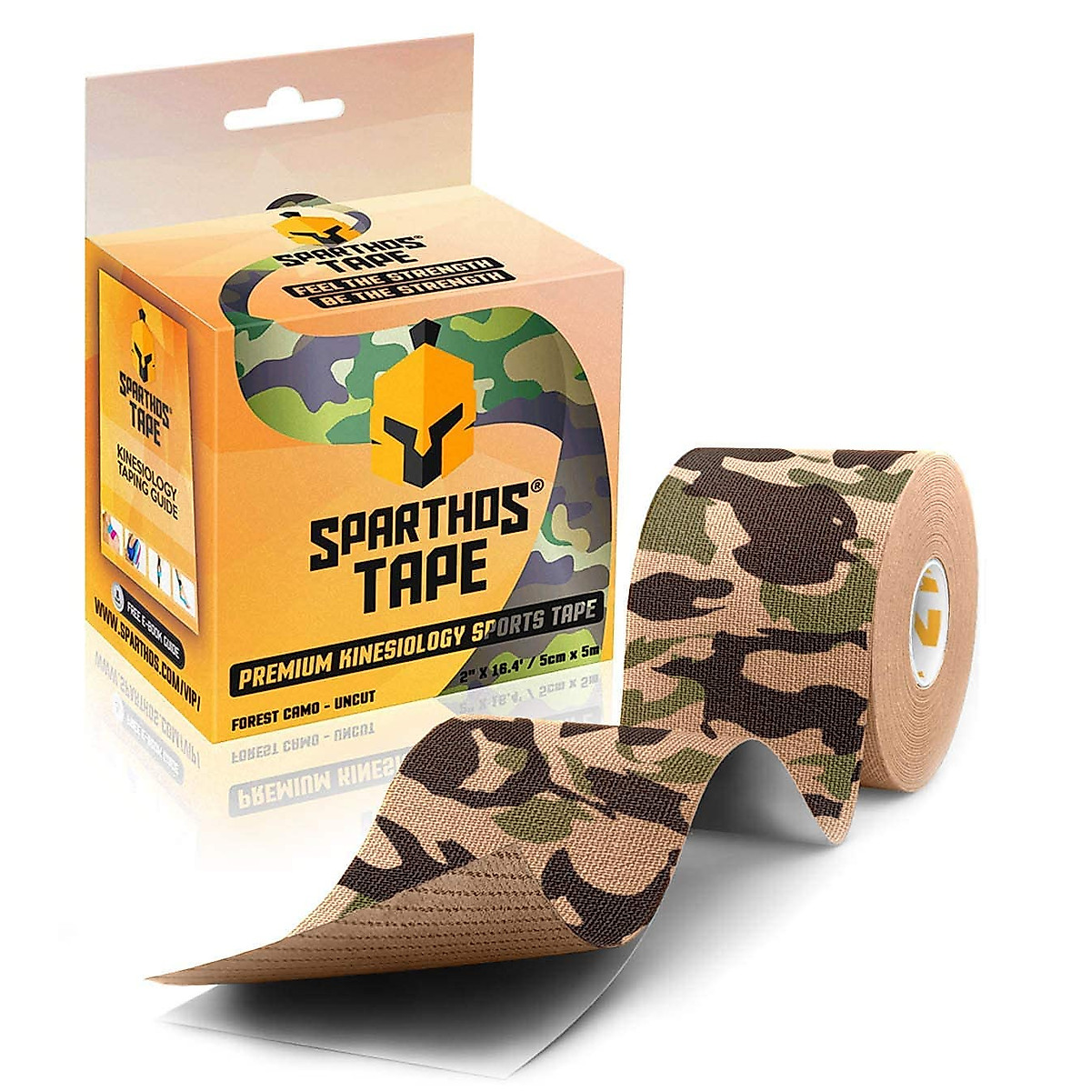 Sparthos Kinesiology Tape [Forest Camo - 16.4ft Uncut Roll] x Ice Packs for Injuries [Size Medium + Cover]