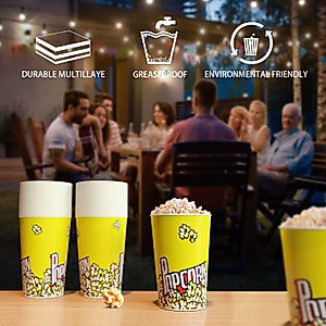 46 Oz Popcorn Containers 44 Pack Reusable Cardboard Popcorn Bucket Classic Popcorn Cups Cute Paper Popcorn Bags for Movie Nights Carnivals Fundraisers Birthday Parties Wedding