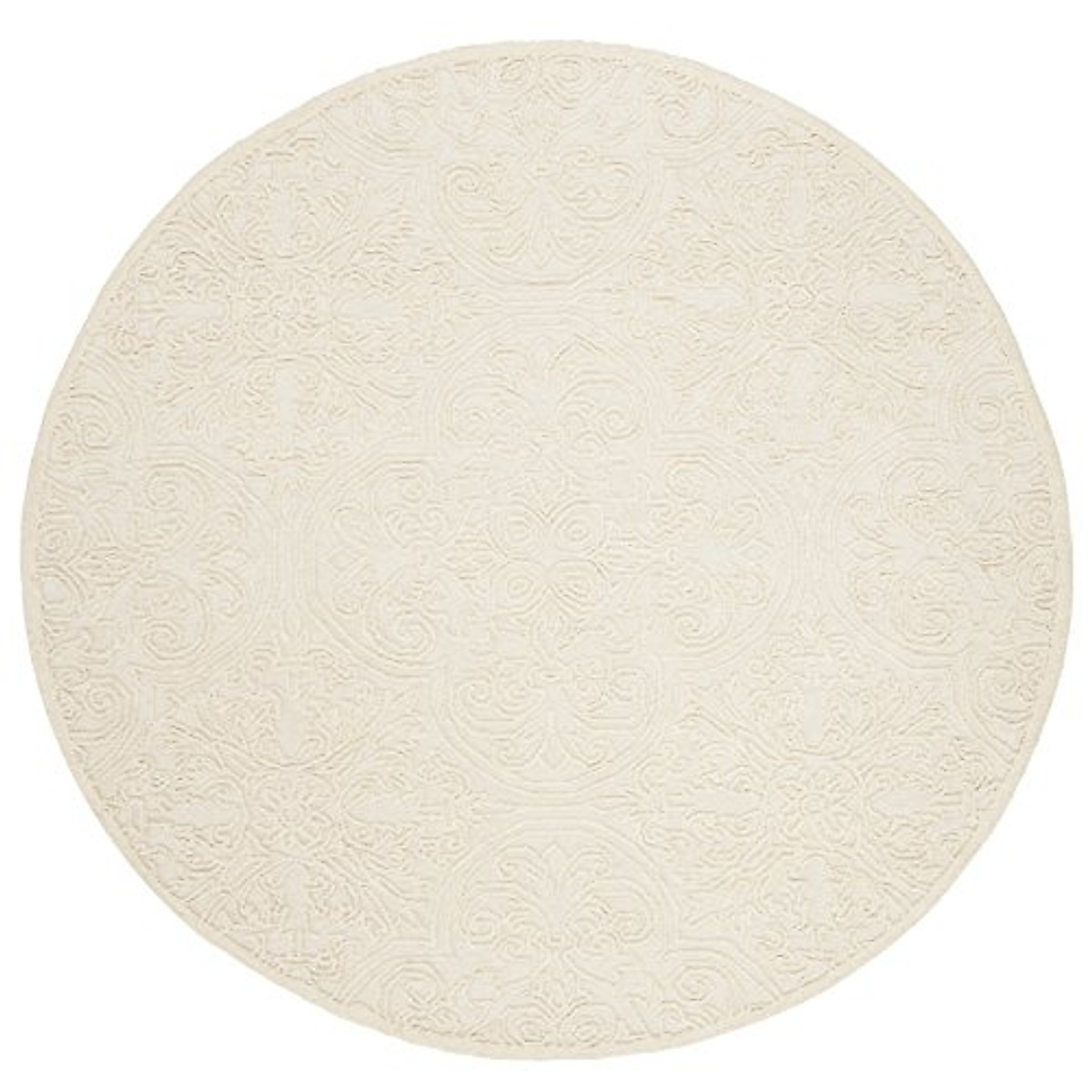 SAFAVIEH Trace Collection 6' Round Ivory TRC101C Handmade Premium Wool Area Rug