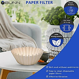 BUN Coffee Filter – 4 PK - 100 PCS per Pack – Taller – Flat Bottom Liner – Quality Paper for Most Coffee Makers – Aromatic Brew – with Satisfying Customers Travel Tissue Pack (4PK)