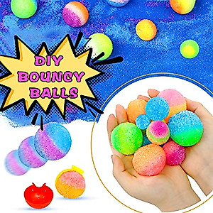 DIY Magic Light-up Jumbo Crystal Balls - Make Your Own Bouncy Ball Kit for Kids - STEM Science Craft Kits - Include 80 Bags of Crystal - Perfect Birthday Party Favors Gift for Boys & Girls Ages 6+