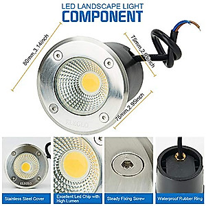 ELEGLO 9W Led Well Lights, Low Voltage Landscape Lights,12V/24V Landscape Lighting,IP67 Waterproof Outdoor in-Ground Lights for Garden,Tree, Deck,Yard,Patio(Warm White) 8 Pack