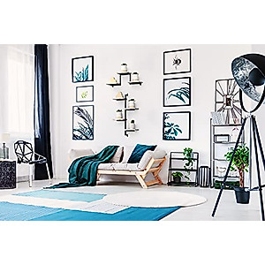 Farmhouse, Wall Mounted Floating Shelves – Set of 2 Decorative Shelves w/ Metal Brackets - Industrial Shelves for Bedroom, Living Room or Bathroom – Modern Wall Décor & Book Shelf Idea - Rustic White