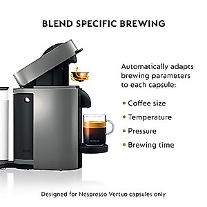 Nespresso VertuoPlus Coffee and Espresso Machine by De'Longhi with Milk Frother, Grey, 5.6 x 16.2 x 12.8 inches