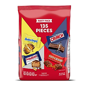 Butterfinger, CRUNCH, Baby Ruth and 100 Grand, Bulk 135 Pack, Assorted Minis Chocolate Candy Bars, 55.3 oz