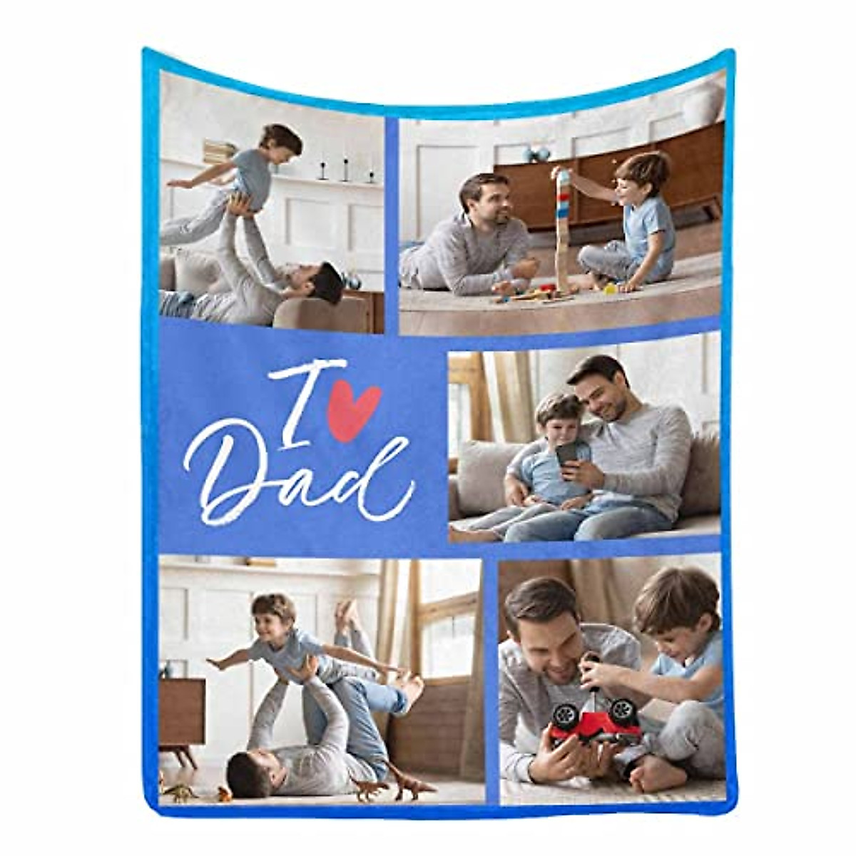 MyPupSocks Custom Dad Gift Blanket from Daughter Son, I Love You Dad Blue Bed Blanket Personalized Dad Throw Blanket for Husband from Wife 30x40