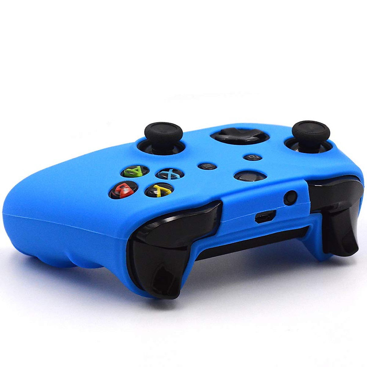 FOTTCZ Anti-Slip Soft Silicone Cover Skin Set for Microsoft Xbox One Controller which 1pcs Blue Controller Skin + 8pcs Thumb Grip Caps
