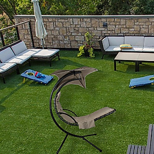 BASANOB Outdoor Hanging Lounge Chair Replacement Cushion Cover and Umbrella Fabric, Patio Curved Chaise Hammock Floating Swing Chair Pads (Cushion Not Included) (Coffee)