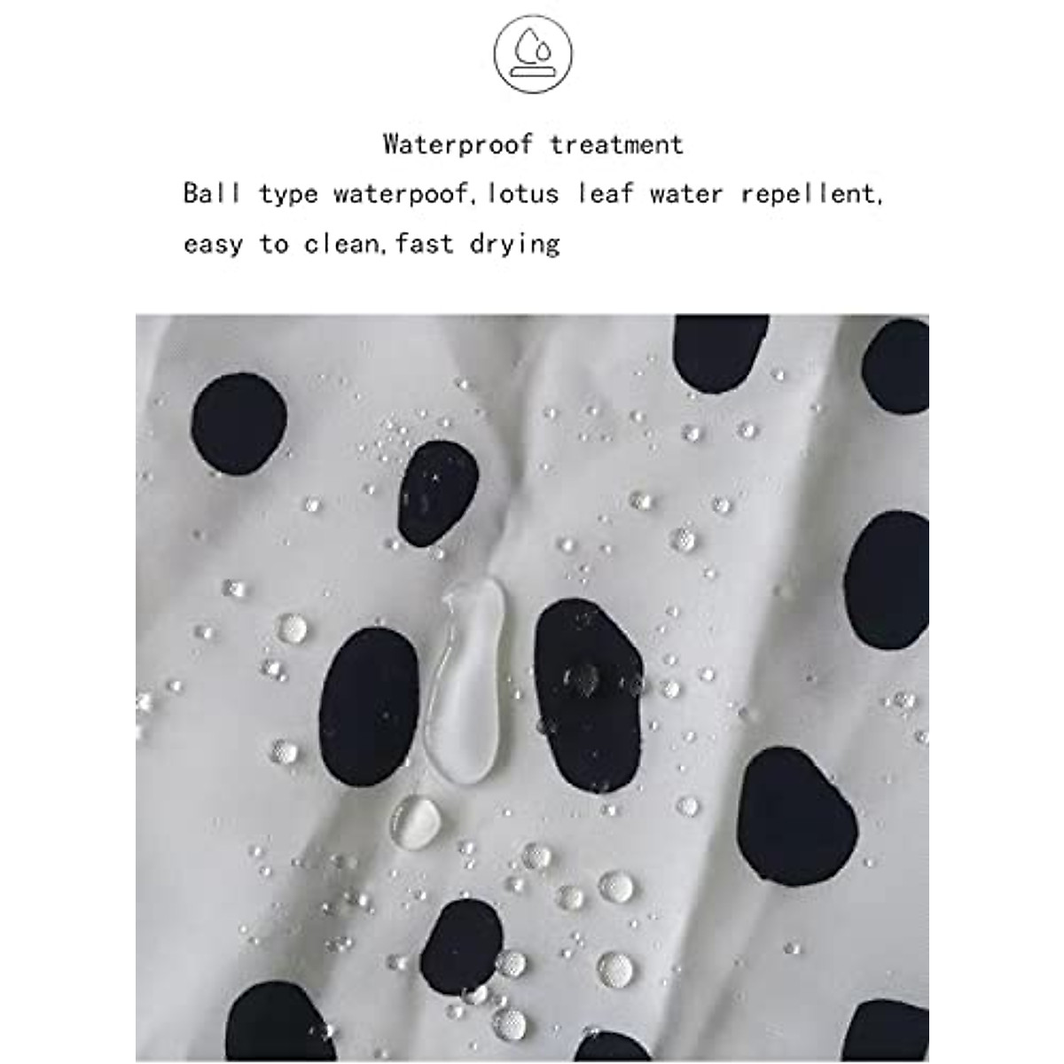 HULEBIN Black Polka dot Shower Curtain Fabric for Bathroom, Small Cute Trendy Design Black Polka dots on White Waterproof Polyester Fabric Bathtub Shower Curtain for Kids,72x72 inches