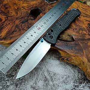 Outdoor Camping EDC Folding Pocket Knife For Men, Carbon Fiber Handle Lock With Pocket Clip, Everyday Carry Thumb Studs Manual Open