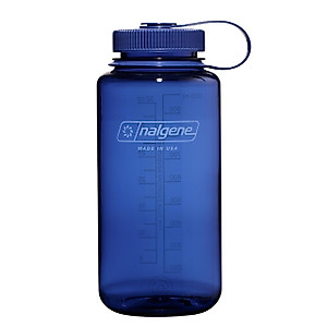 Nalgene Water Bottle Monochrome Collection - BPA Free Water Bottle Made from Recycled Materials - Reusable Water Bottle for Backpacking, Hiking, Gym - Shatterproof Water Bottle - 32 oz - Denim