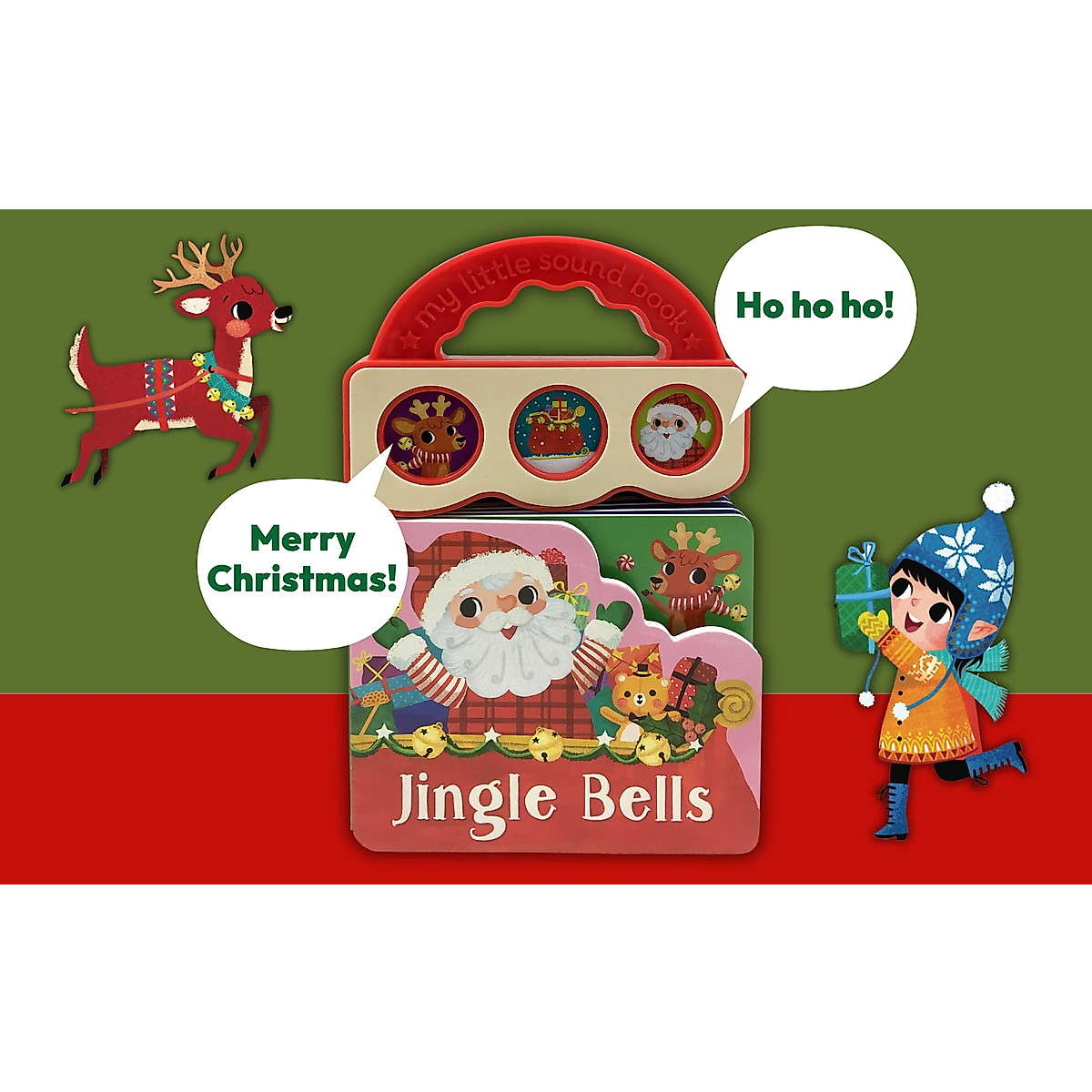 Jingle Bells 3-Button Sound Christmas Board Book for Babies and Toddlers
