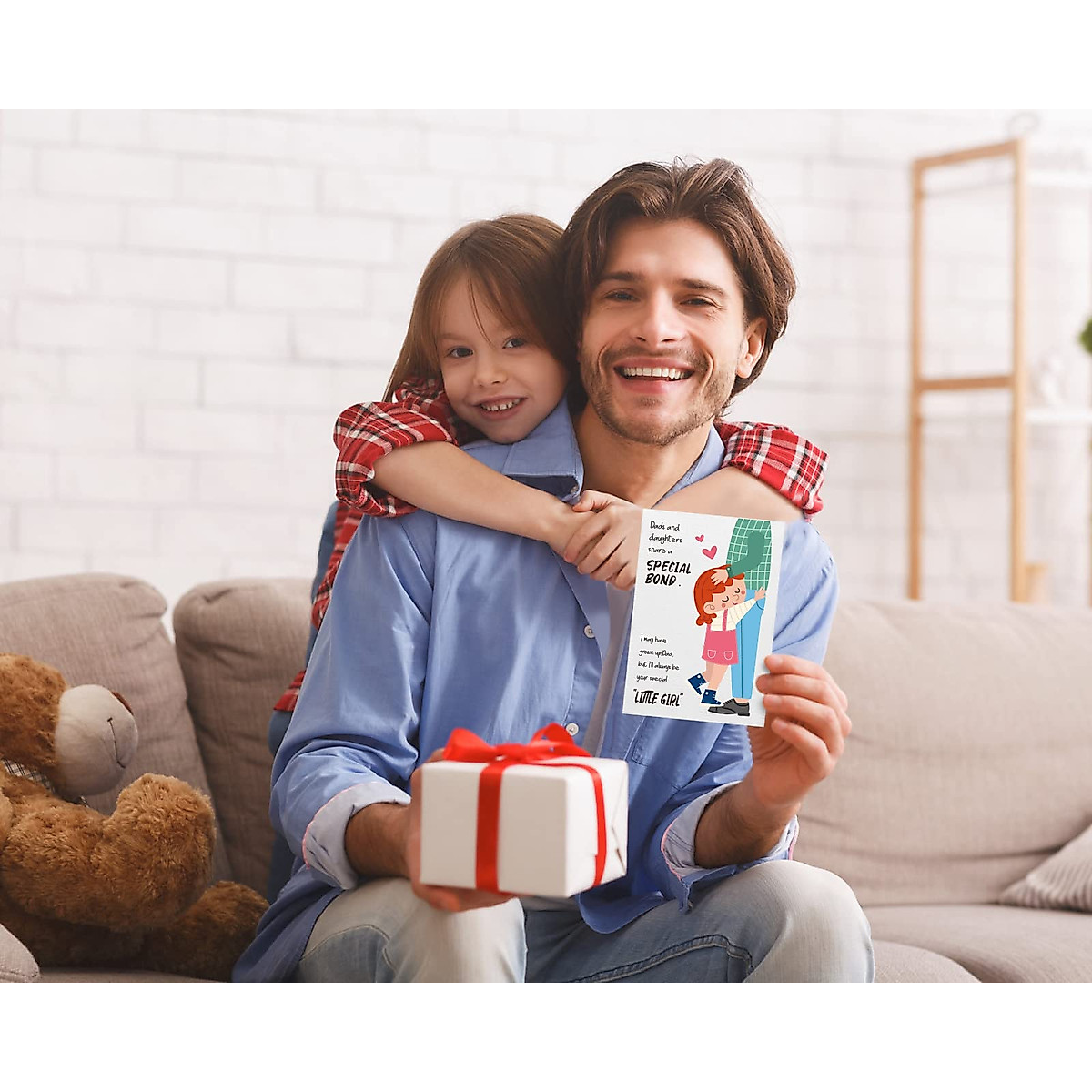 WaaHome Happy Fathers Day Card for Dad from Daughter, Dad and Daughter Fathers Day Gift Card, Fathers Day Gift Card for Men, Dad Birthday Card with Envelope