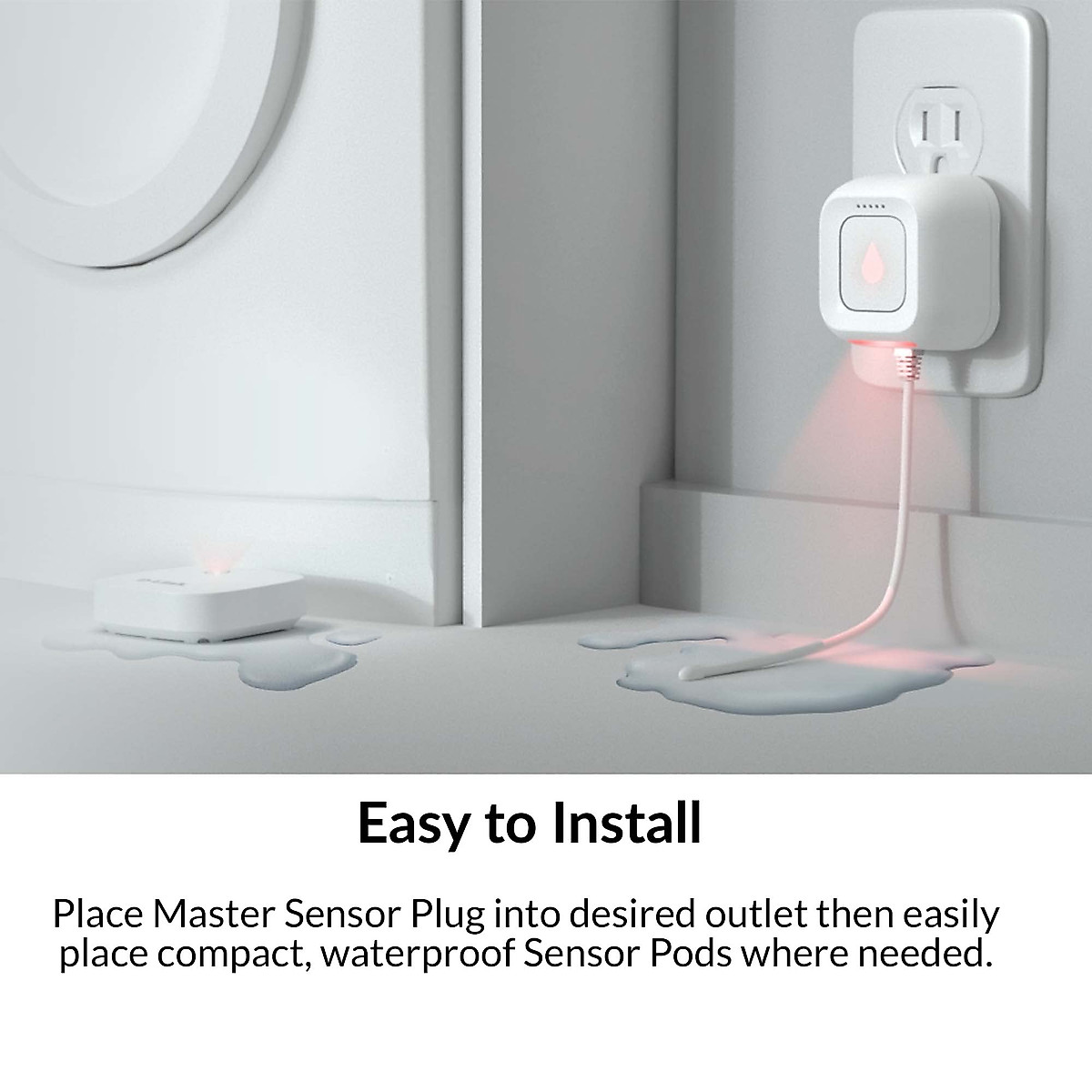 D-Link Wi-Fi Water Leak Sensor and Alarm Starter Kit w/ 2 Add-on Units, Whole Home System with App Notification, AC Powered, No Hub Required (DCH-S1622KT),White